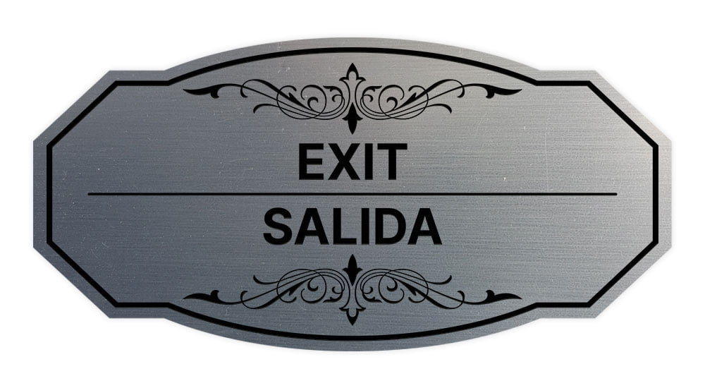 Signs ByLITA Victorian Exit/Salida Bilingual Sign (Brushed Silver ...