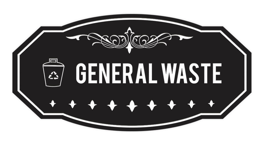 Signs ByLITA Victorian General Waste Sign (Black) - Medium - Walmart.com