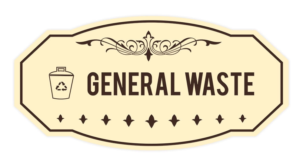 Signs ByLITA Victorian General Waste Sign (Ivory/Dark Brown) - Medium ...