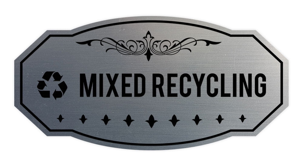 Signs ByLITA Victorian Mixed Recycling Sign (Brushed Silver) - Large ...