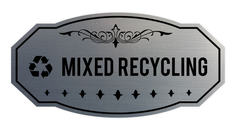 Signs ByLITA Victorian Mixed Recycling Sign (Brushed Silver) - Small ...