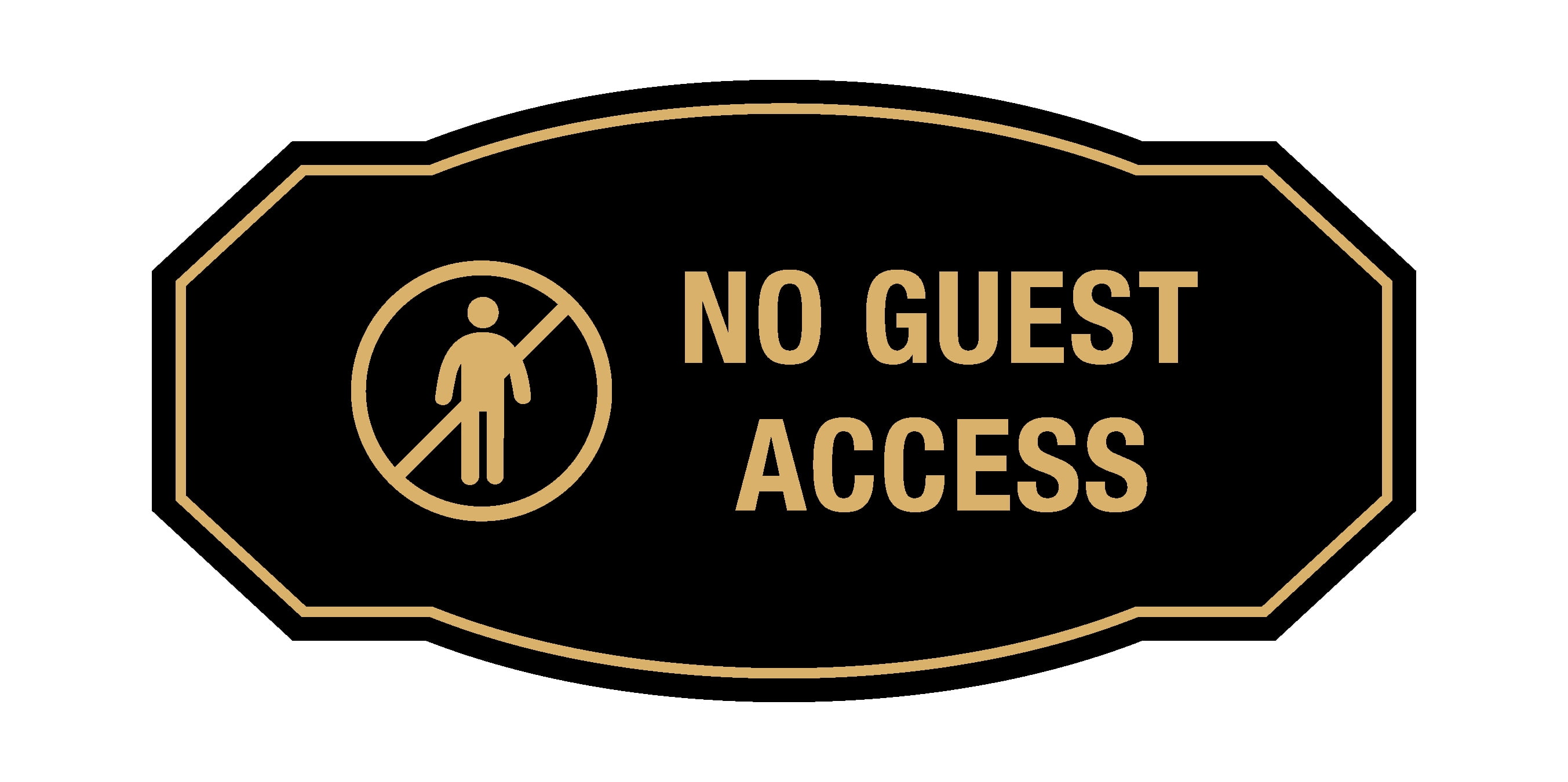 Signs ByLITA Victorian No Guest Access Stick Man Graphic Business Sign (Black /Gold) - Small ...