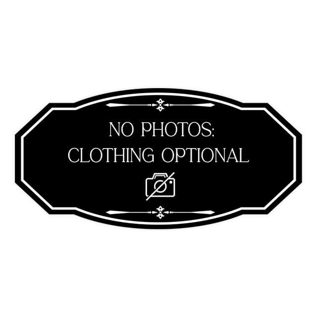 Signs ByLITA Victorian No Photos: Clothing optional Sign (Black ...