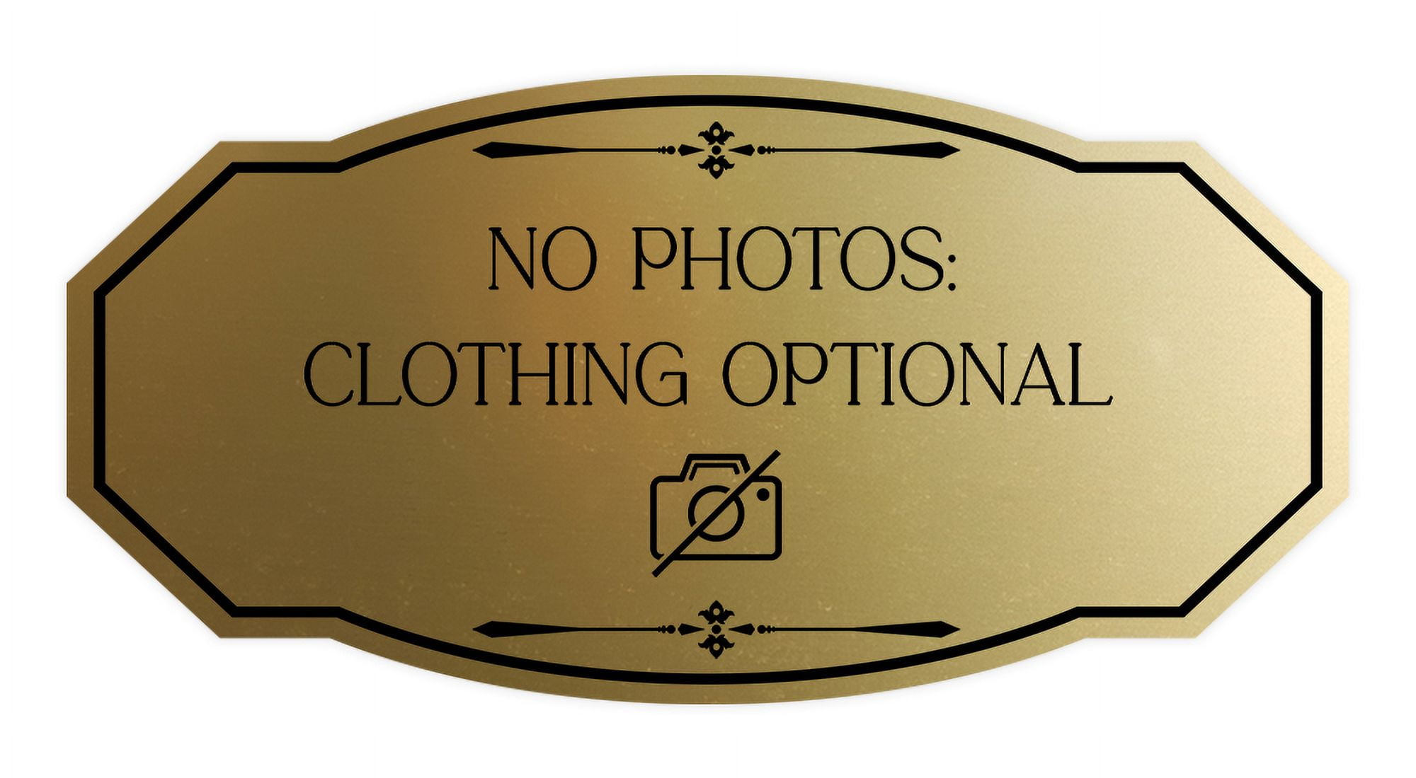 Signs ByLITA Victorian No Photos: Clothing optional Sign (Brushed Gold ...