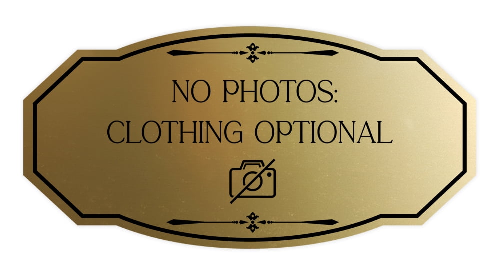 Signs ByLITA Victorian No Photos: Clothing optional Sign (Brushed Gold ...