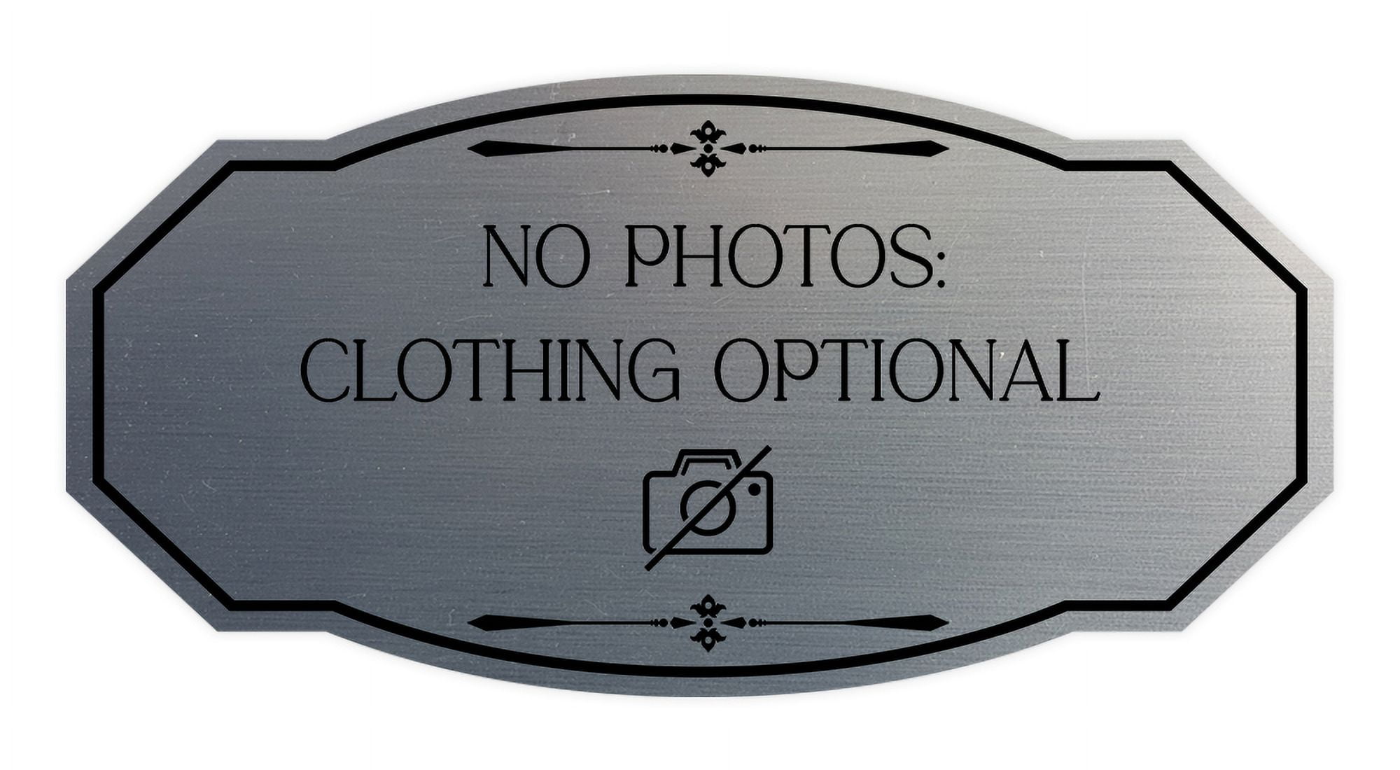 Signs ByLITA Victorian No Photos: Clothing optional Sign (Brushed ...