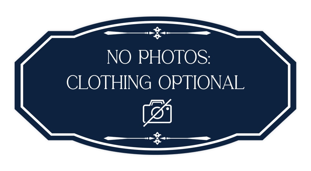 Signs ByLITA Victorian No Photos: Clothing optional Sign (Navy Blue ...