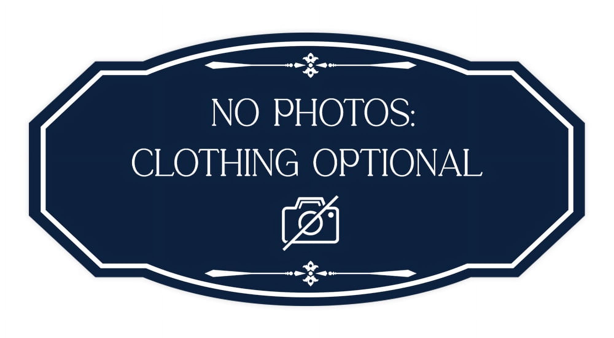 Signs ByLITA Victorian No Photos: Clothing optional Sign (Navy Blue ...