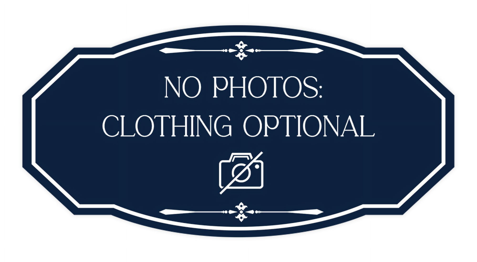 Signs ByLITA Victorian No Photos: Clothing optional Sign (Navy Blue ...