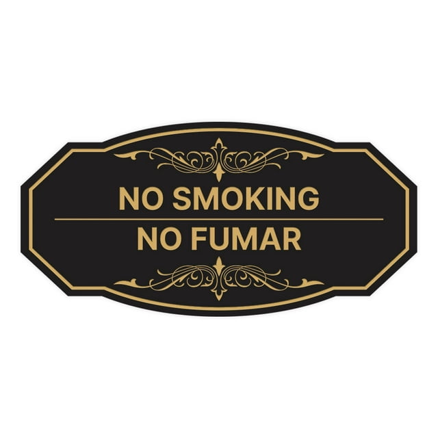 Signs ByLITA Victorian No Smoking/No Fumar Bilingual Sign (Black Gold ...