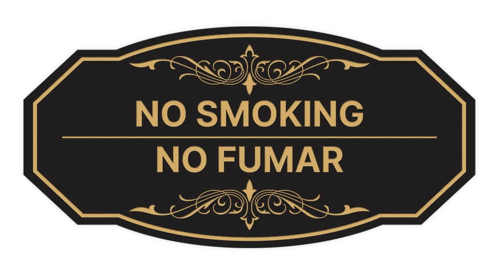 Signs ByLITA Victorian No Smoking/No Fumar Bilingual Sign (Black Gold ...