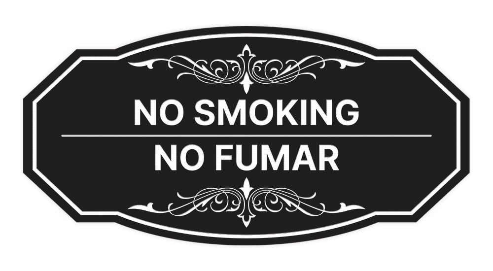 Signs ByLITA Victorian No Smoking/No Fumar Bilingual Sign (Black ...