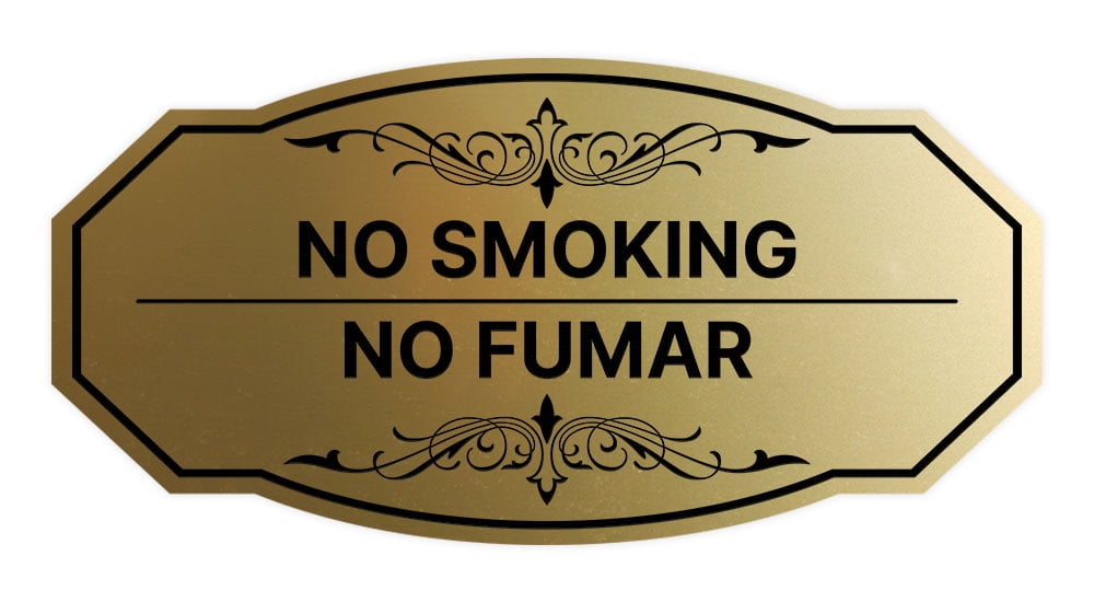 Signs ByLITA Victorian No Smoking/No Fumar Bilingual Sign (Brushed Gold ...