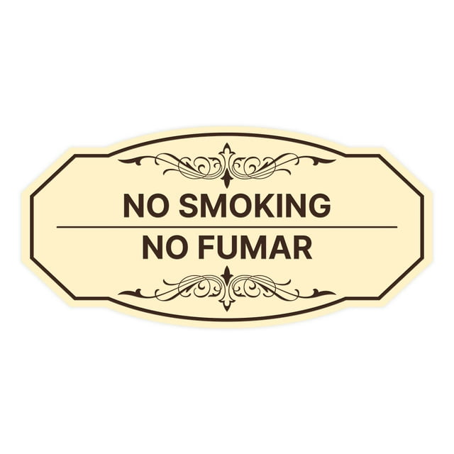 Signs ByLITA Victorian No Smoking/No Fumar Bilingual Sign (Ivory/Dark ...