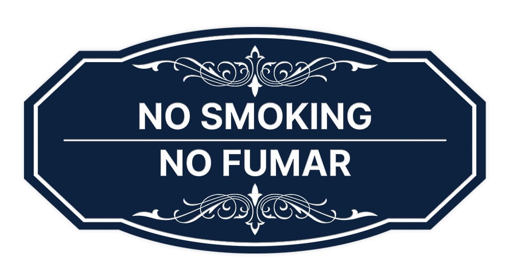 Signs ByLITA Victorian No Smoking/No Fumar Bilingual Sign (Navy Blue ...