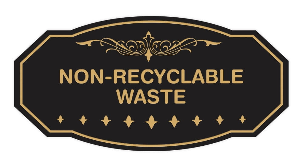 Signs ByLITA Victorian Non-Recyclable Waste Sign (Black Gold) - Medium ...