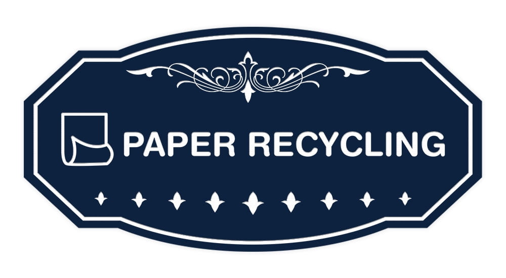 Signs ByLITA Victorian Paper Recycling Sign (Navy Blue / White) - Large ...