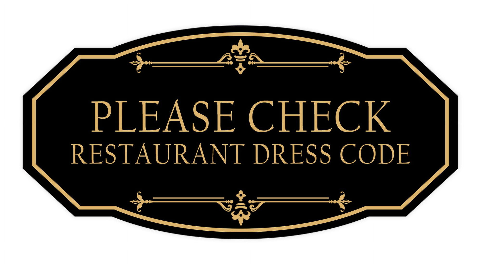 Signs ByLITA Victorian Please Check Restaurant Dress Code Sign (Black ...