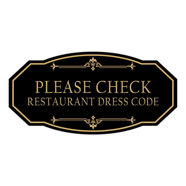 Signs ByLITA Victorian Please Check Restaurant Dress Code Sign (Black ...