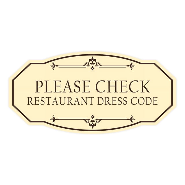 Signs ByLITA Victorian Please Check Restaurant Dress Code Sign (Ivory ...
