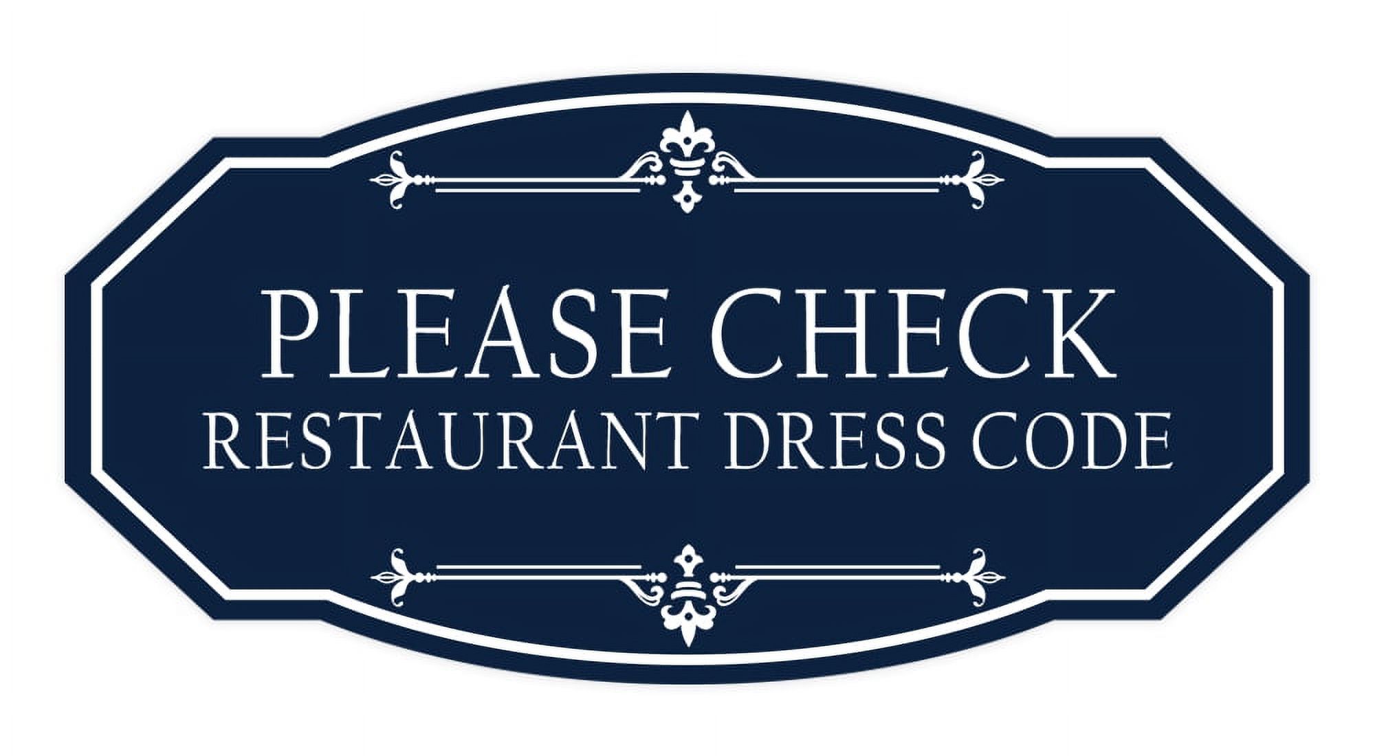 Signs ByLITA Victorian Please Check Restaurant Dress Code Sign (Navy ...