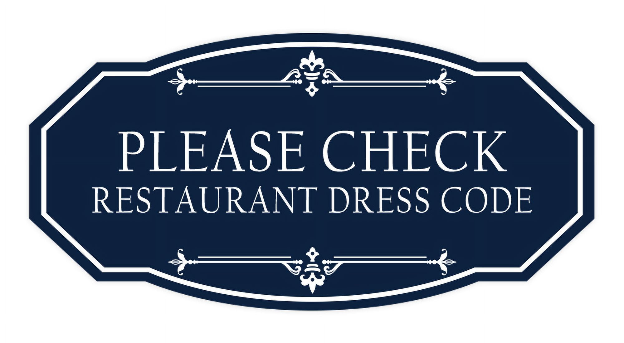 Signs ByLITA Victorian Please Check Restaurant Dress Code Sign (Navy ...
