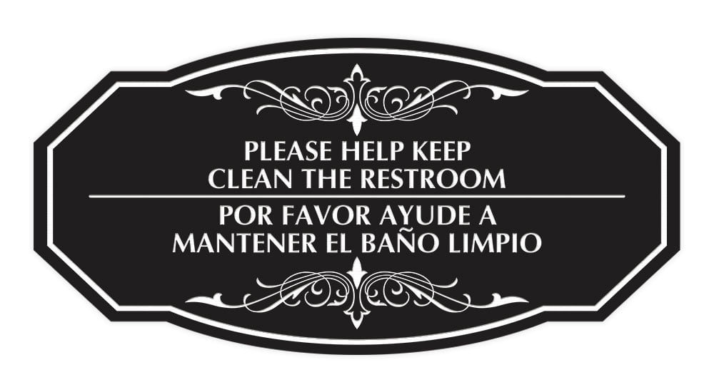 Signs ByLITA Victorian Please Help Keep Clean the restroom/Por favor ...