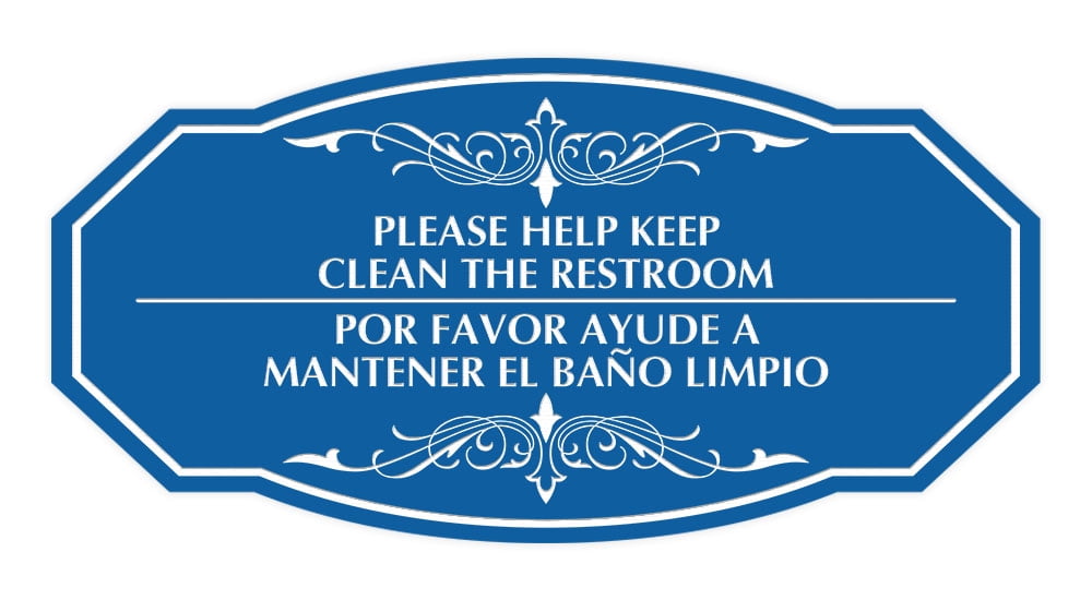 Signs ByLITA Victorian Please Help Keep Clean the restroom/Por favor ...
