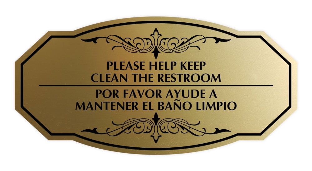 Signs ByLITA Victorian Please Help Keep Clean the restroom/Por favor ...