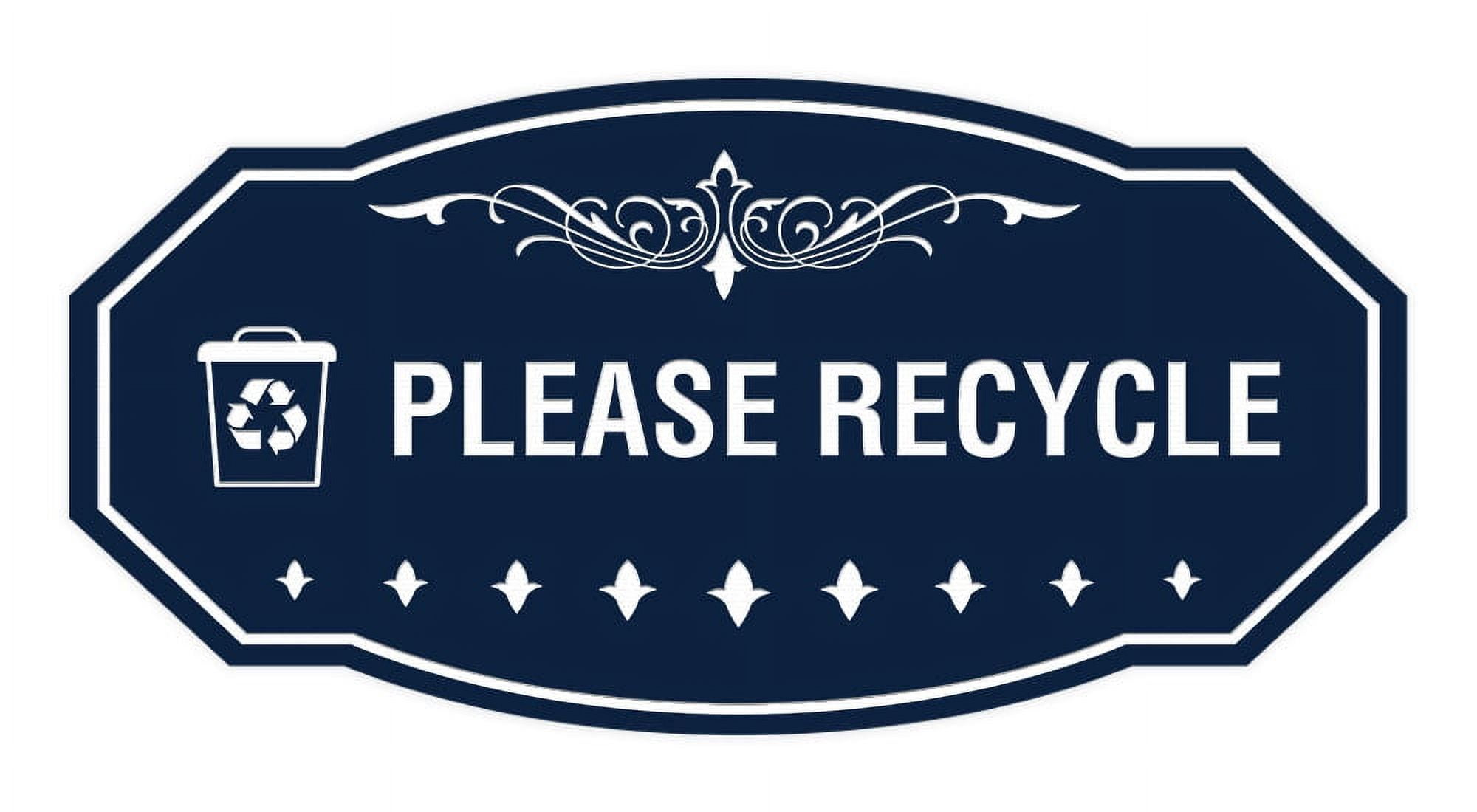 Signs ByLITA Victorian Please Recycle Sign (Navy Blue / White) - Large - Walmart.com
