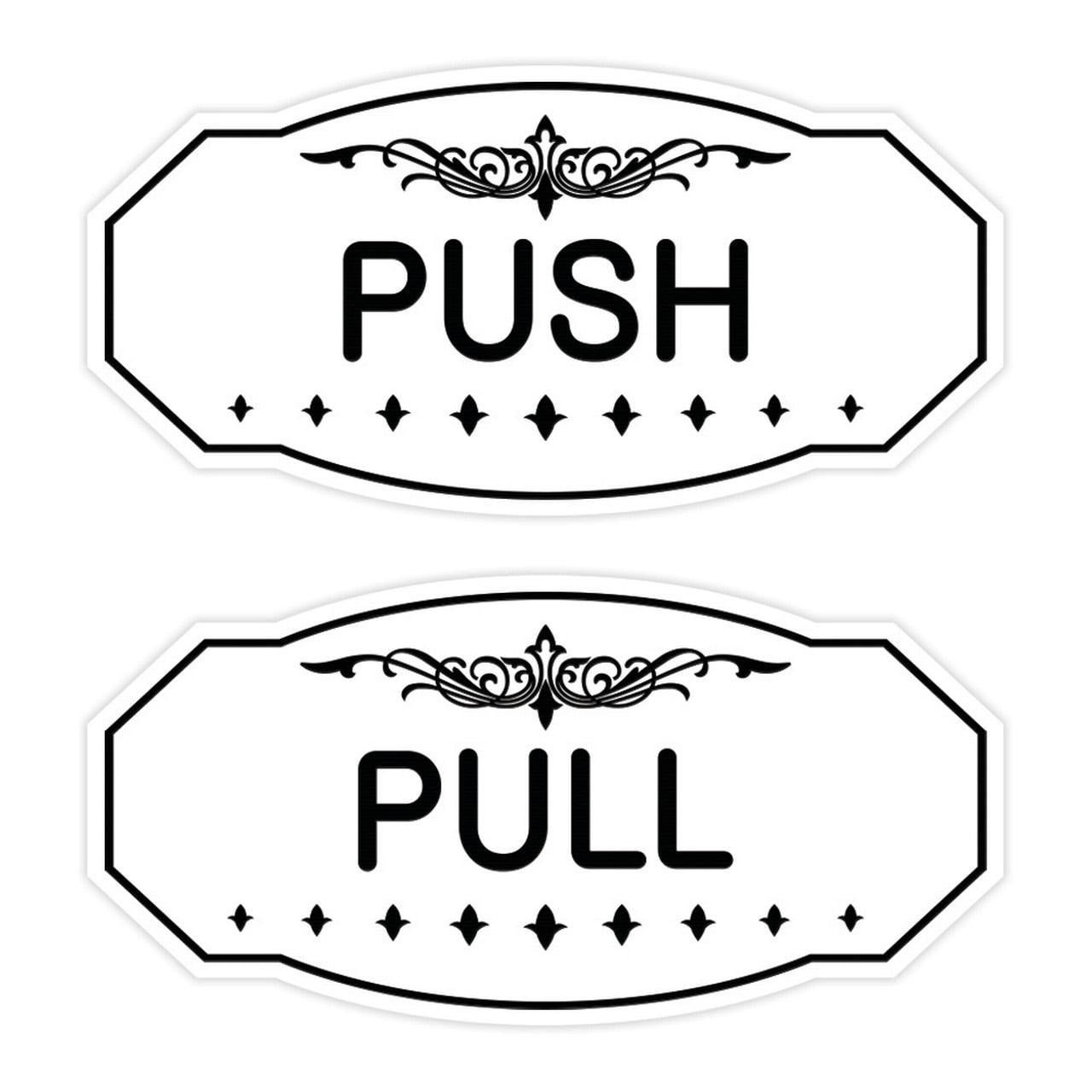 Signs ByLITA Victorian Push Pull Sign Set (White) - Medium 4" X 8 ...