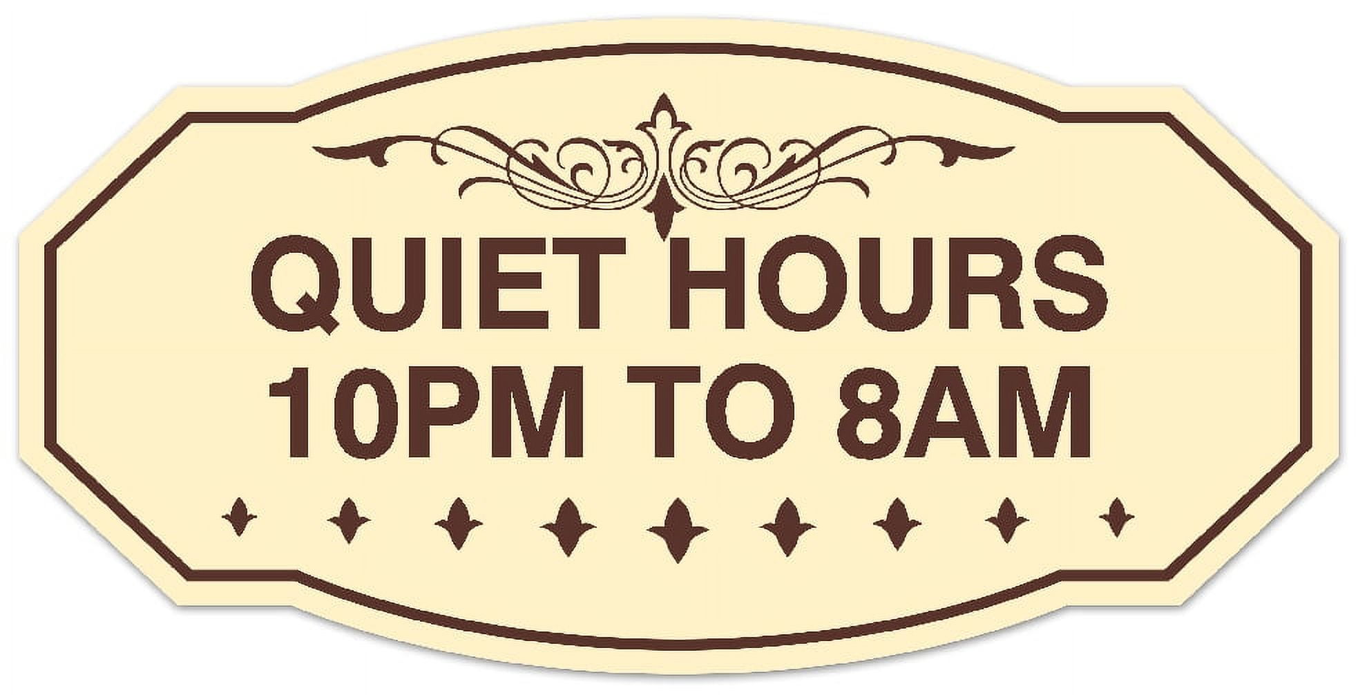 Signs ByLITA Victorian Quiet Hours 10pm to 8am Sign - Laser-Engraved ...
