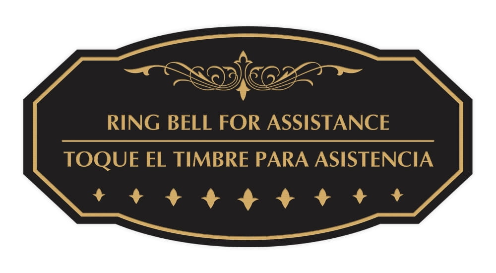 Signs ByLITA Victorian Ring Bell for Assistance/Toque el Timbre para ...