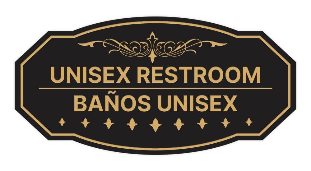 Signs ByLITA Victorian Unisex Restroom/ Baños Unisex Bilingual Sign ...