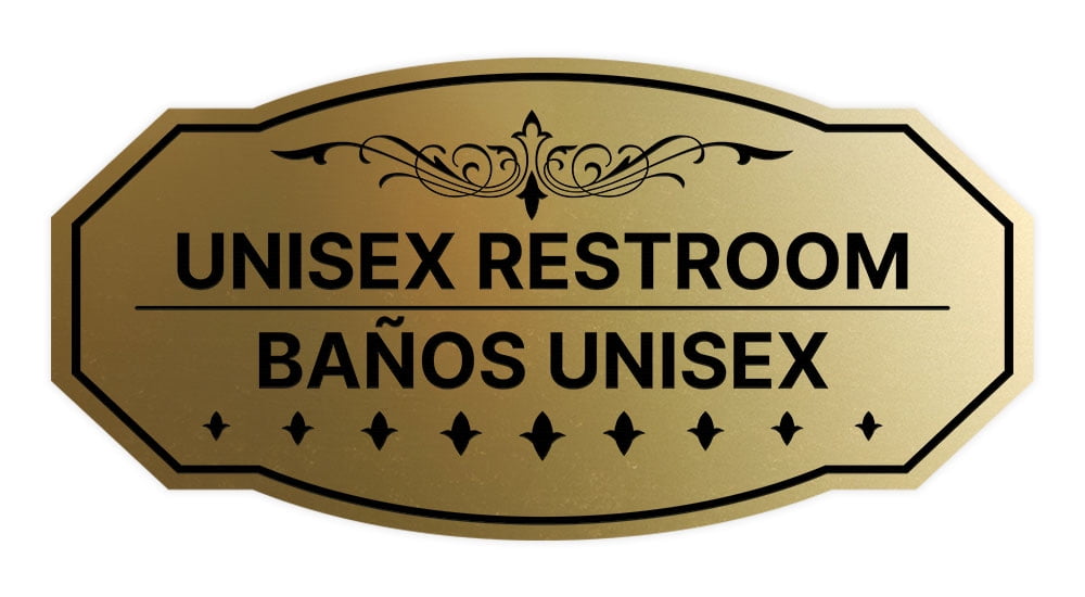 Signs ByLITA Victorian Unisex Restroom/ Baños Unisex Bilingual Sign ...