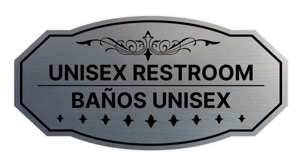 Signs ByLITA Victorian Unisex Restroom/ Baños Unisex Bilingual Sign ...