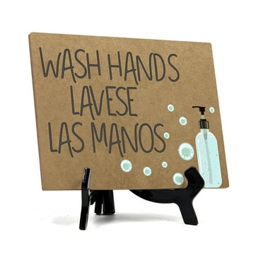 Stop Wash Your Hands Sign, Bilingual Hand Washing Sign, 12x12 Vinyl ...