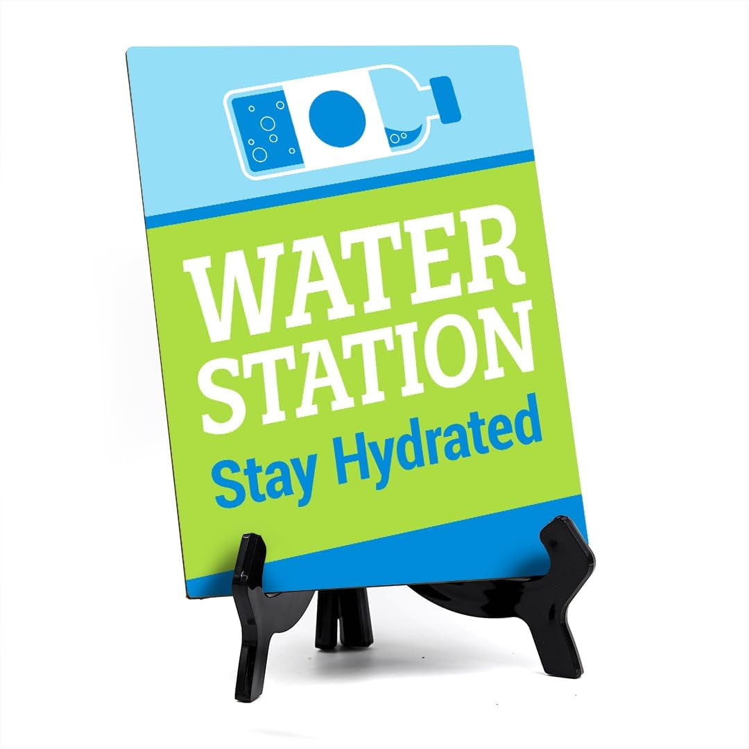 Signs ByLITA Water Station: Stay Hydrated Table Sign with Acrylic Stand ...