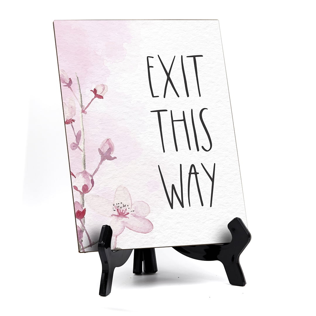 Signs ByLita Exit This Way Table Sign with Easel, Floral Vine Design (6 ...