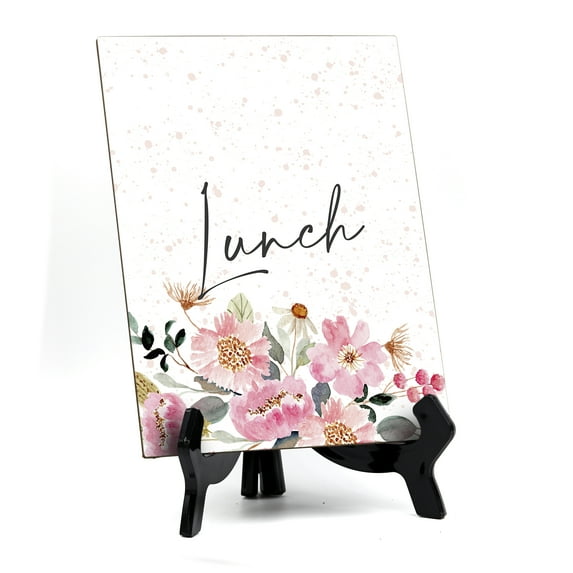 Signs ByLita Lunch Table Sign with Easel, Floral Watercolor Design (6 ...