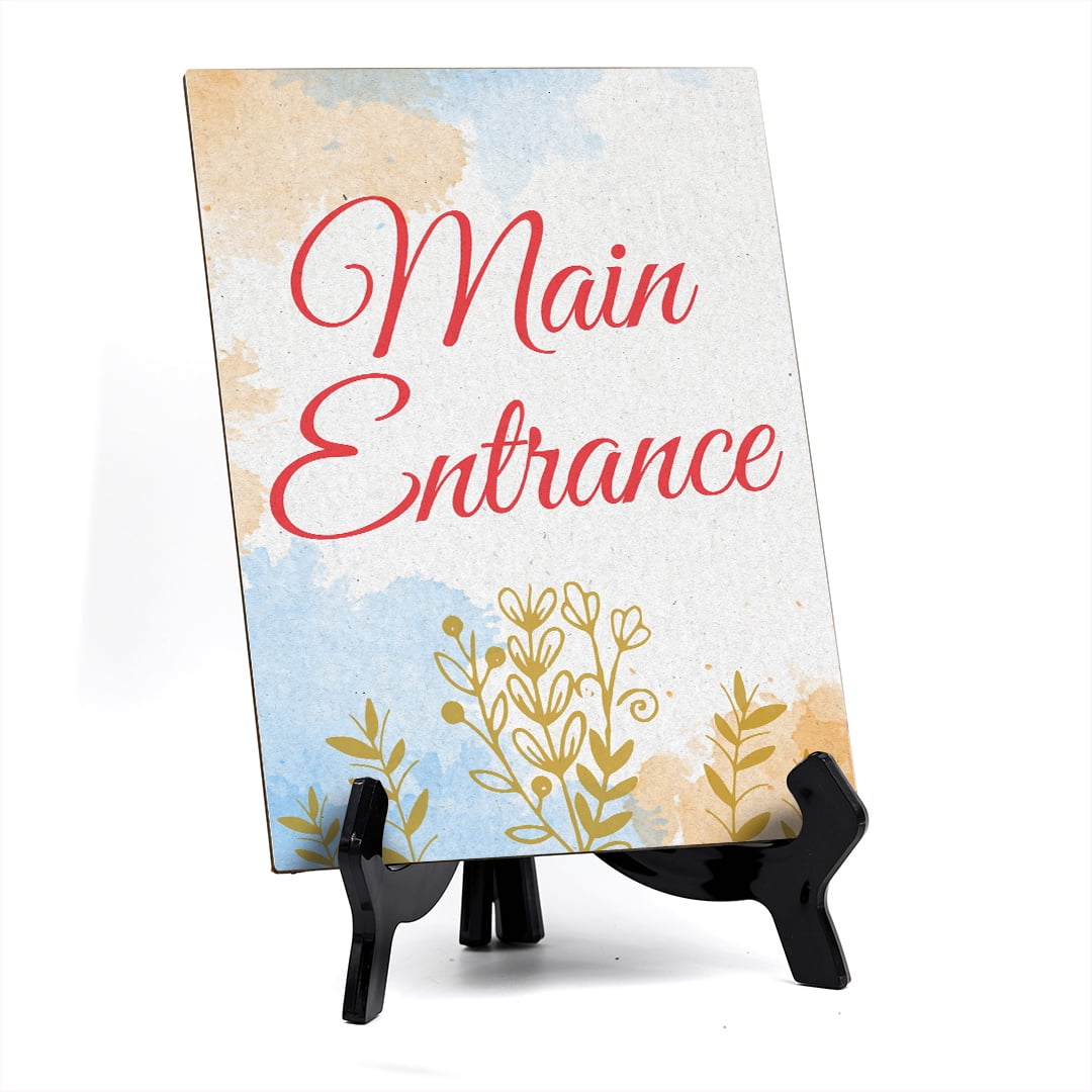 Signs ByLita Main Entrance, Blue Watercolor Table Sign (6 x 8 ...