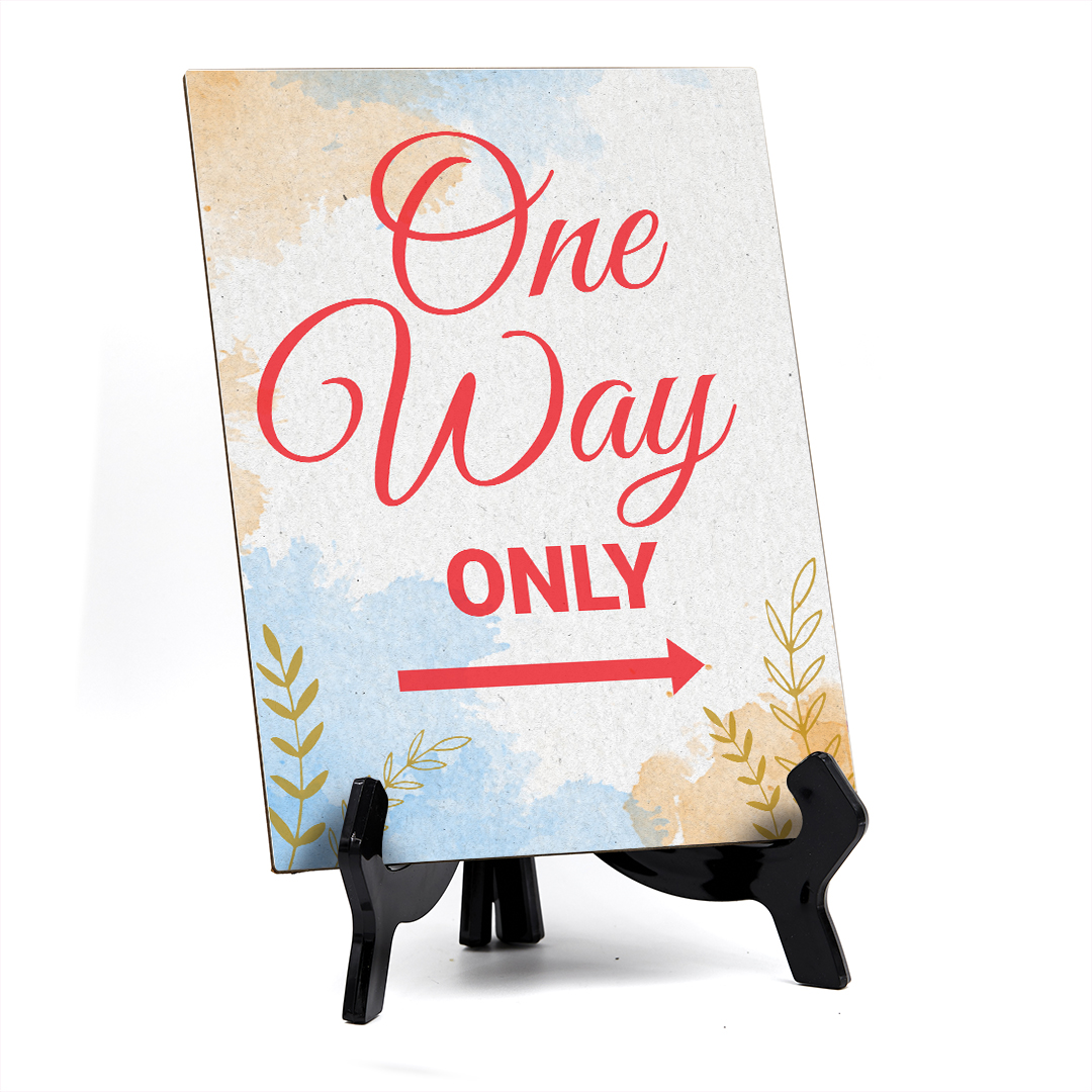 Signs ByLita One way only, Blue Watercolor Table Sign (6 x 8 ...