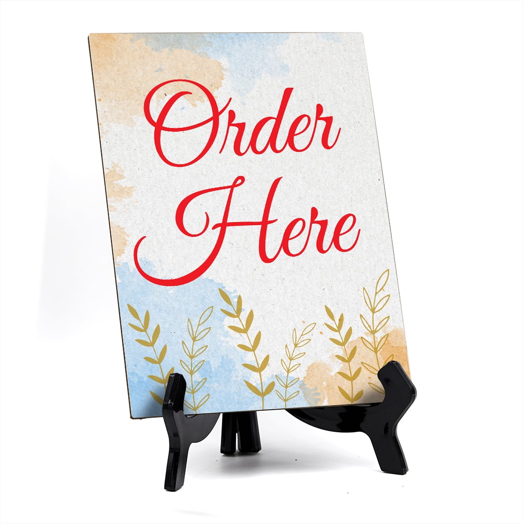 Signs ByLita Order Here, Blue Watercolor Table Sign (6 x 8") - Walmart.com