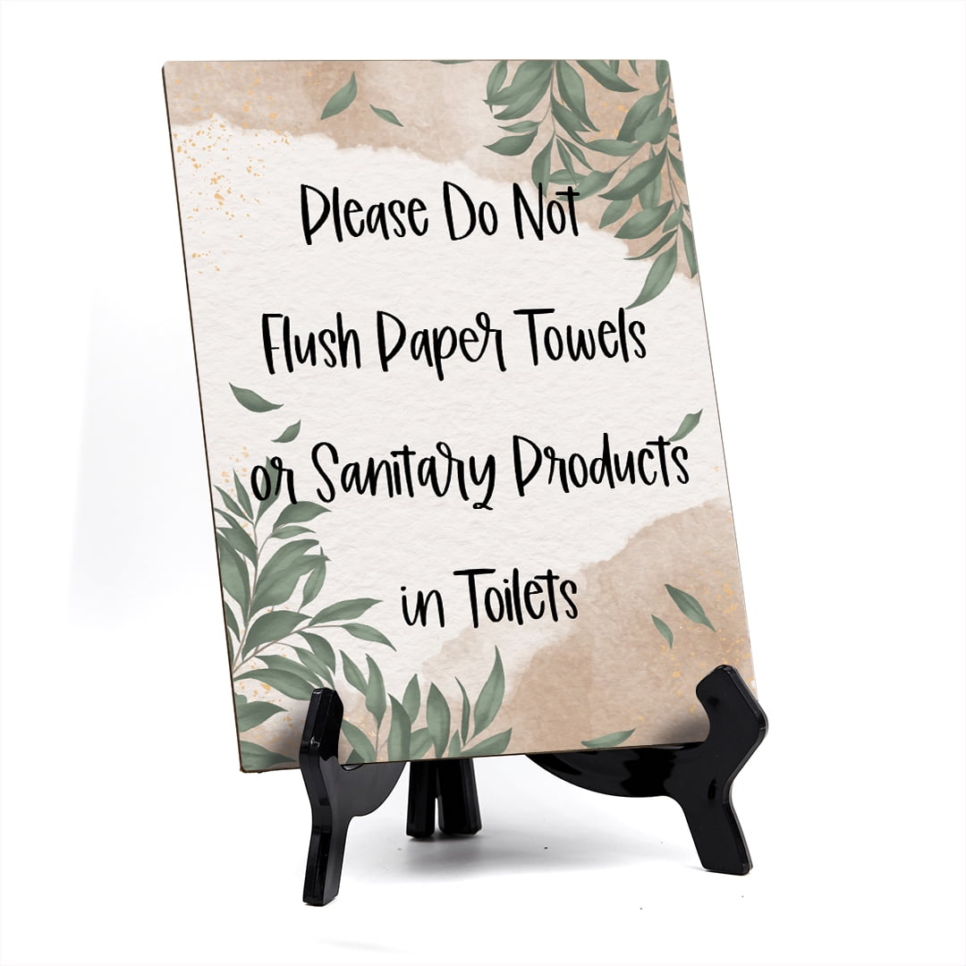 Signs ByLita Please Do Not Flush Sanitary Products Table Sign (6 x 8 ...