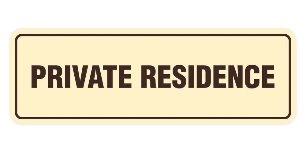 Signs ByLita Standard Private Residence Sign (Ivory/Dark Brown) - Small ...
