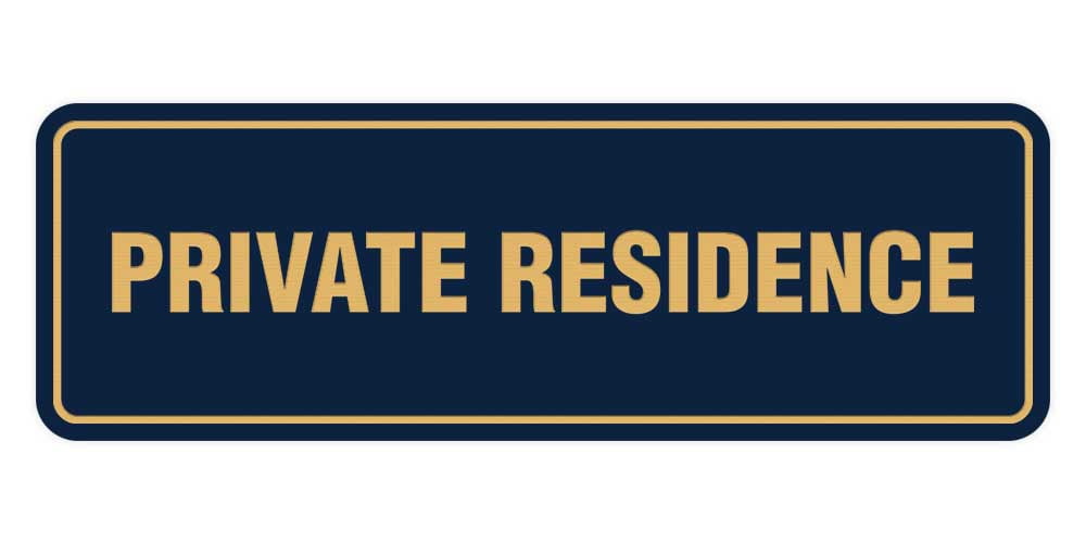 Signs ByLita Standard Private Residence Sign (Navy Blue/Gold) - Medium ...