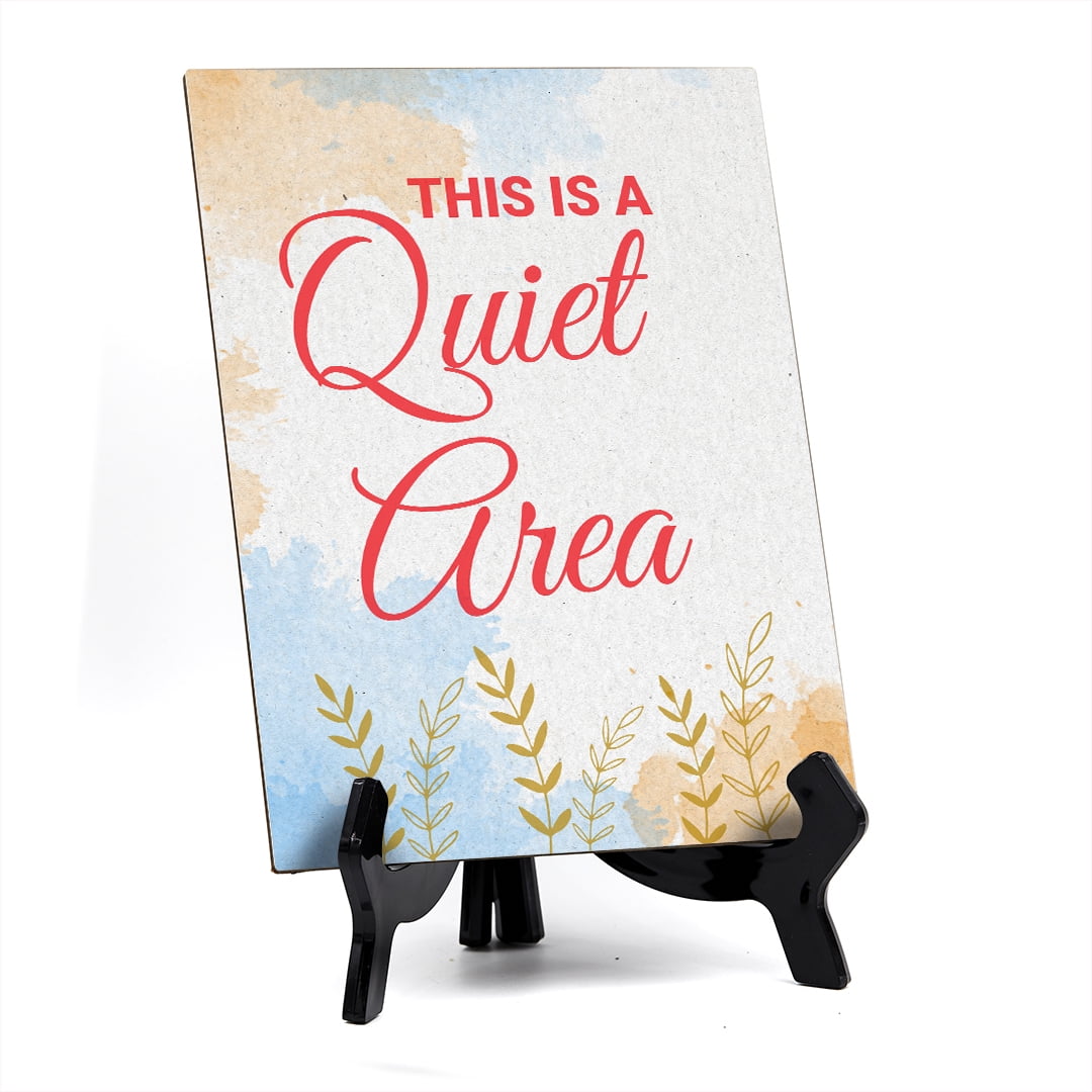 Signs ByLita This is a quiet area, Blue Watercolor Table Sign (6 x 8 ...