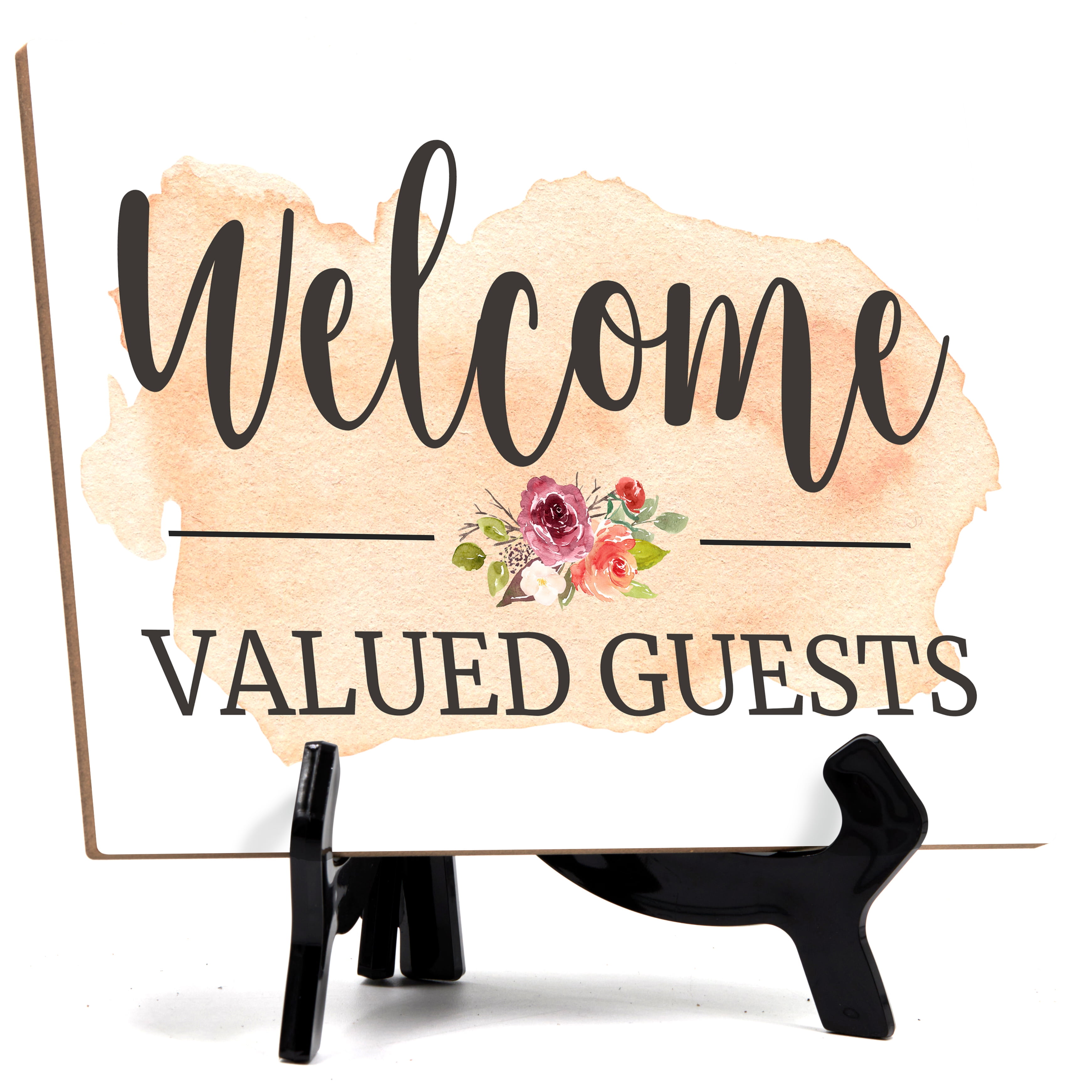 Signs ByLita Welcome valued guests, Table Sign With Acrylic Stand (8 x ...