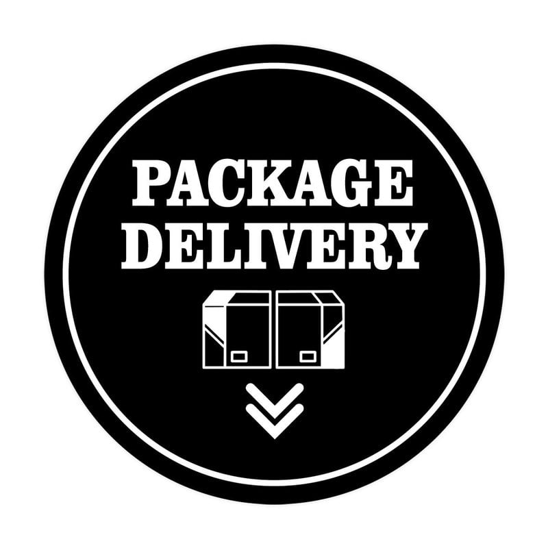 Signs Circle ackage Delivery (Package Arrow Down) Wall or Door Sign ...
