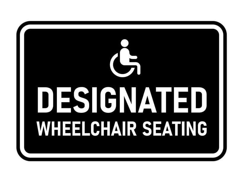 Signs Classic Framed Designated Wheelchair Seating Wall or Door Sign ...